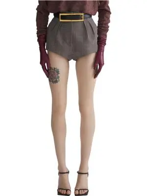MUGLER Checked Pleated Tailored Shorts - Multicolor