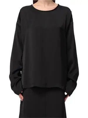 Fabiana Filippi Crewneck Satin Blouse - Black
