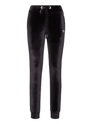 Philipp Plein Logo Detail Velour Track Pants - Black