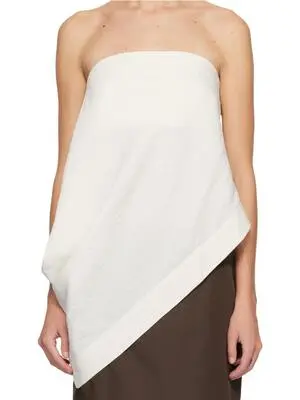 ST. AGNI Draped Strapless Asymmetrical Top - White
