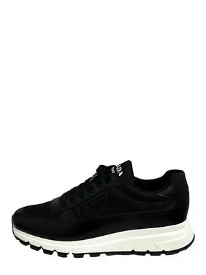 Prada Round Toe Lace-up Sneakers - Black