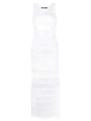 ANTONINO VALENTI Sleeveless Maxi Dress With Mesh Details And Horizontal Stripes - White
