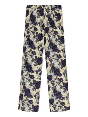 R13 R13 Floral Print Pleated Wide-Leg Trousers