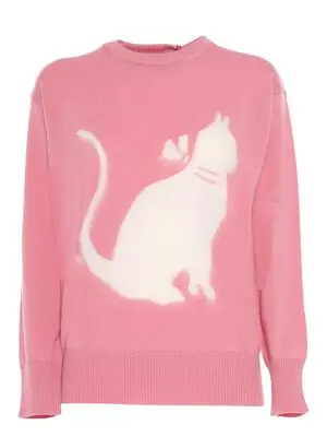 Max Mara Max Mara Studio Crewneck Jumper With Patterned Design Pink