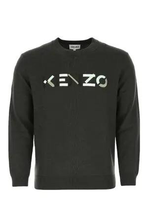 Kenzo Logo Embroidered Knitted Jumper - Black