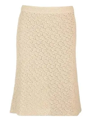 Bottega Veneta Bottega Veneta Crochet Knit Midi Skirt Bone/cloud