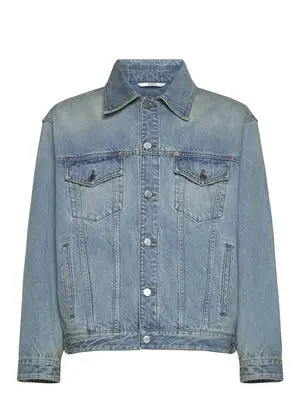 Valentino Garavani Buttoned Long Sleeve Denim Jacket - Gray