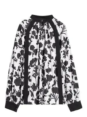 Max Mara Floral Print Silk Blend Top - Black