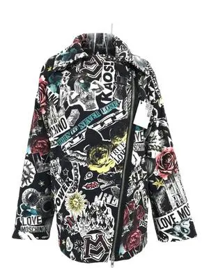 Moschino Graphic Print Zippered Casual Jacket - Black
