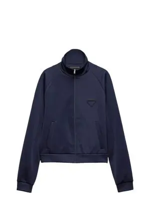 Prada Logo Detailed Zipped Sweatshirt - Navy