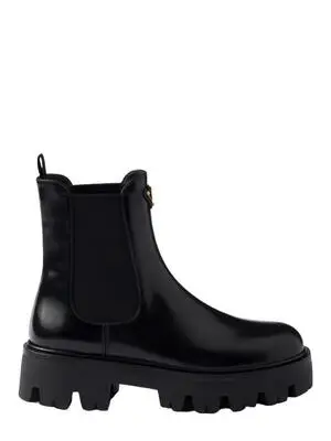 Prada Logo Plaque Chelsea Boots - Black