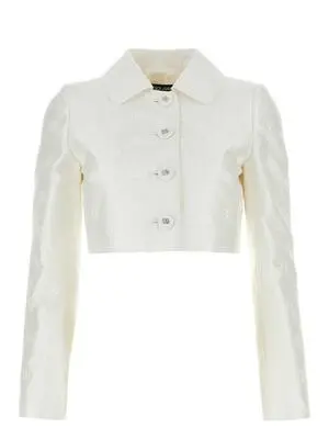 Dolce & Gabbana Dg Logo Quilted Jacquard Jacket - White