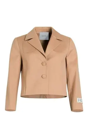 PATOU Cropped Blazer With Lapel Collar - Nude