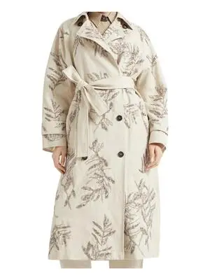 Brunello Cucinelli Herbarium Embroidered Trench Coat - Beige