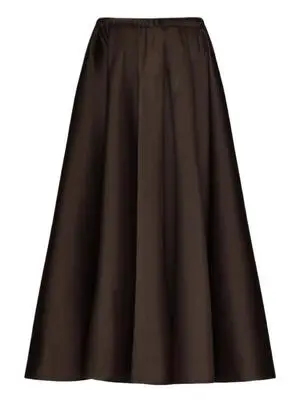 Valentino Garavani High Waisted Pleated Midi Skirt - Ebony