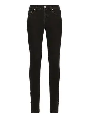Dolce & Gabbana Logo Plaque Skinny Jeans - Black