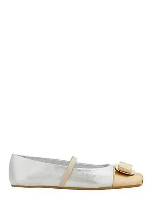 FERRAGAMO Vara Bow Ballet Flats - Silver