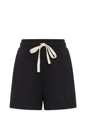Palm Angels Monogram Embroidered Drawstring Sweatshorts - Black