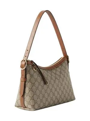 Gucci Gg Emblem Medium Shoulder Bag - Beige And Dark Brown