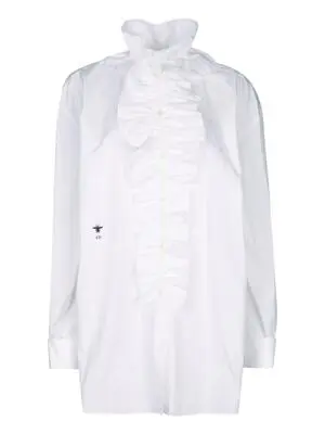 DIOR Dior White Popeline Shirt With Ruffle Detail