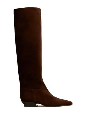 Khaite The Marfa Classic Flat Knee High Boots - Black