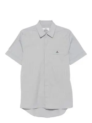 VIVIENNE WESTWOOD Orb-embroidered Short-sleeve Shirt - Gray