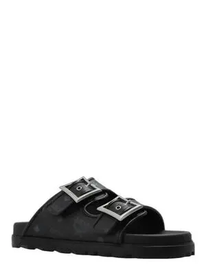 Mcm MCM Buckle-Detail Flat Sandals Black