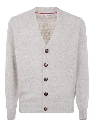 Brunello Cucinelli Long-sleeved Knitted Cardigan - White