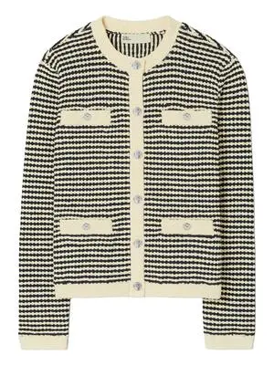 TORY BURCH Tory Burch Kendra Knitted Cardigan With Contrasting Trim