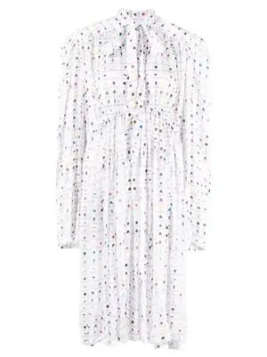 Balenciaga Graphic Printed Oversized Midi Dress - White