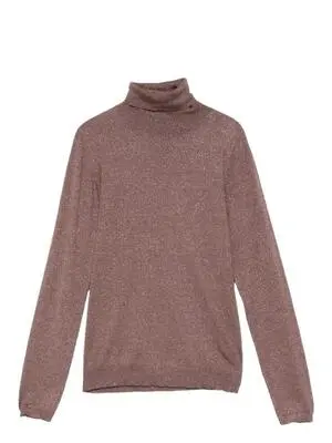 Brunello Cucinelli High Neck Ribbed Knit Top - Brown