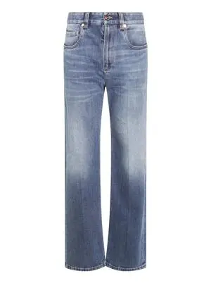 Brunello Cucinelli Logo Patch Flared Leg Jeans - Blue