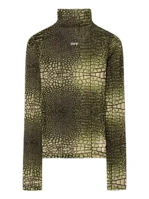 Off-White Stamp Mesh Long-sleeve Top - Green