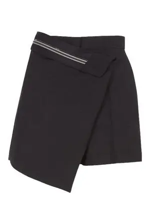Fendi Wrap-effect High-waisted Shorts With Logo Ribbon Detail - Black
