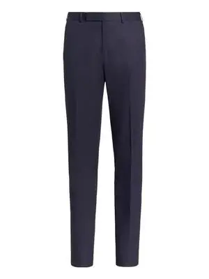 Zegna Navy Cotton Gabardine Slim-fit Trousers - Black