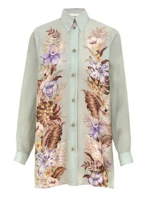 Zimmermann Coco Relaxed Shirt - Sage Multi Floral