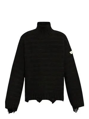 MAISON MARGIELA High-neck Drop-shoulder Distressed Jumper - Black