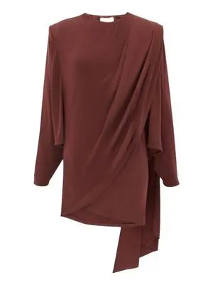 Saint Laurent Draped Asymmetrical Dress - Red