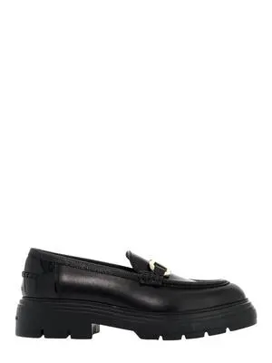 FERRAGAMO Logo-engraved Leather Loafers - Black