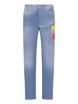 Dior Logo Patch Straight-leg Jeans - Blue