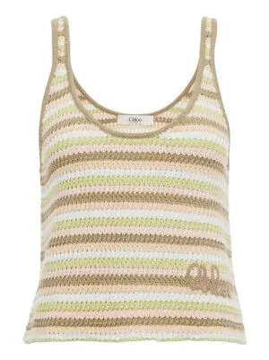 Chloé Crocheted Knit Cropped Tank Top - Nude