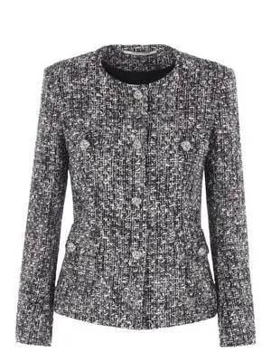 TAGLIATORE Tagliatore Single-Breasted Textured Tweed Jacket
