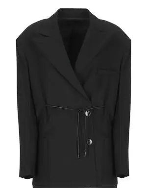 LANVIN Drawstring Waist Buttoned Blazer - Black