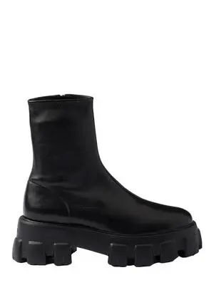 Prada Round-toe Zip-up Boots - Black