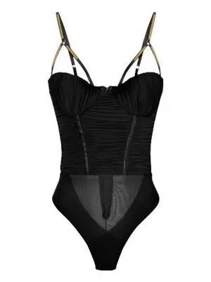 Elisabetta Franchi Embellished Strap Bodysuit - Black