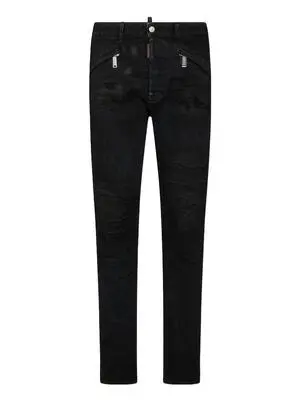 Dsquared2 Logo Patch Ripped Cool Guy Jeans - Black