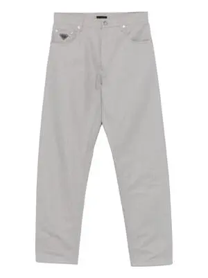 Prada Logo Patch Low-rise Jeans - Grey