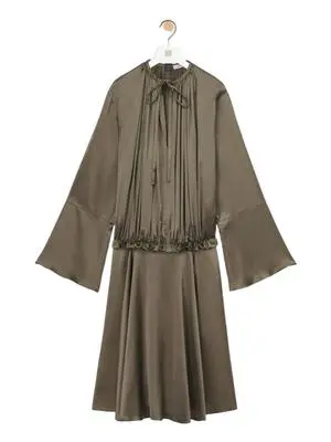 Loewe Long-sleeved Tunic Dress With Pleated Detail - Green