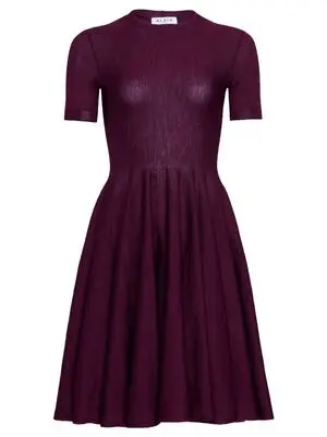 Alaïa Knit Skater Dress - Burgundy