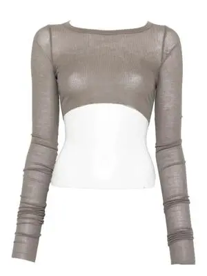 Rick Owens Rick Owens Cropped Long Sleeve T-Shirt Gray